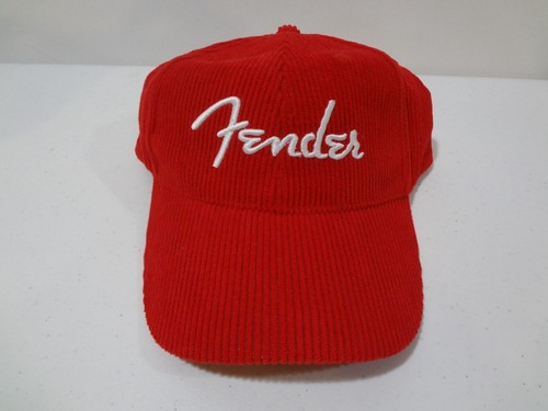 Men's FENDER Adjustable Strapback Corduroy Cap Hat Red NEW NWOT Music ...