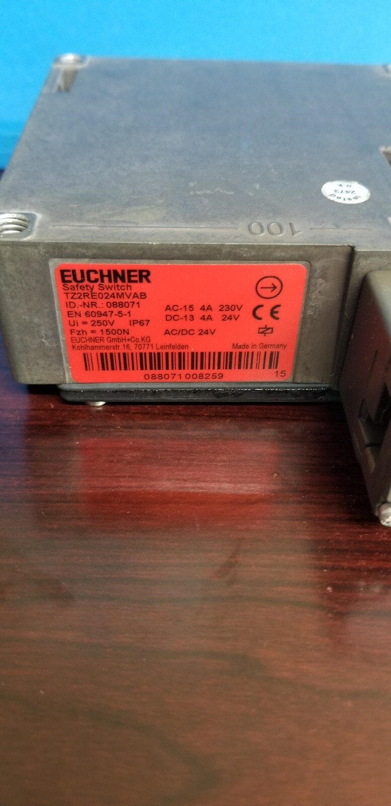 EUCHNER TZ2RE024MVAB (088071) SAFETY SWITCH AC-15 4A 230V DC-13 4A 24V | eBay
