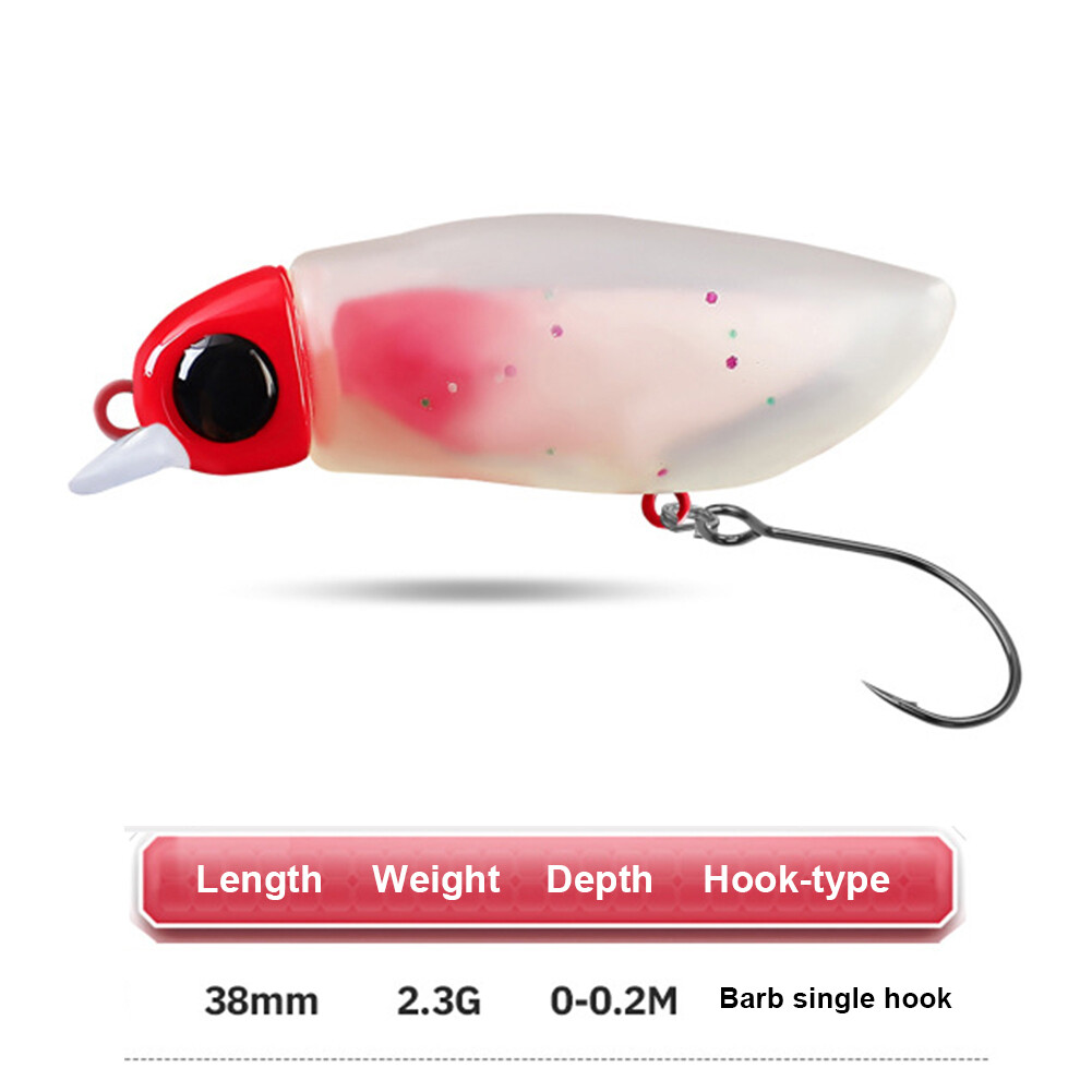 38mm 2.3g Insect Micro Bait Luminous Mini Floating Trout Fishing Lure ...