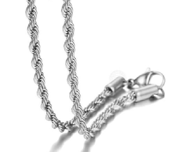 Stainless Steel Rope Chain 18" Twist Diamond-Cut Never Fade Women Men 2 ...