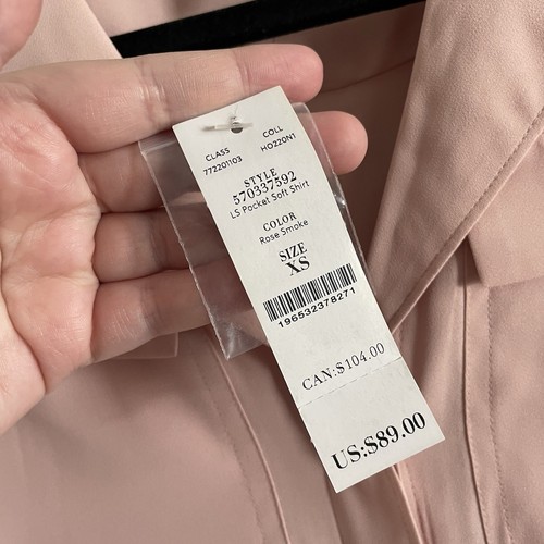 White House Black Market XS Pink Relaxed Button Front Long Sleeve Soft ...