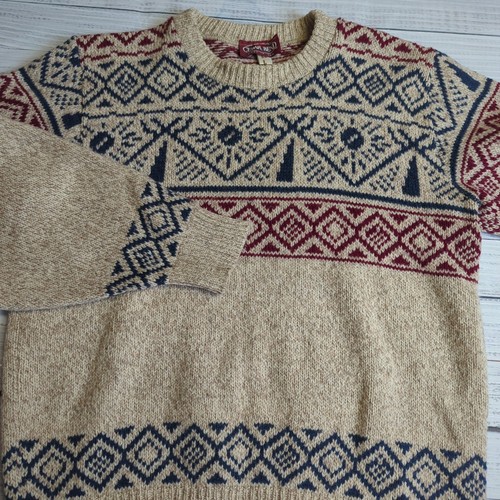 Vintage Cedar Bend Wool Dad Grandpa Sweater Sz Large Made In USA Beige ...