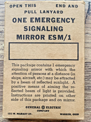 WWII Emergency Signaling Mirror with Lanyard Vintage. General Electric ...