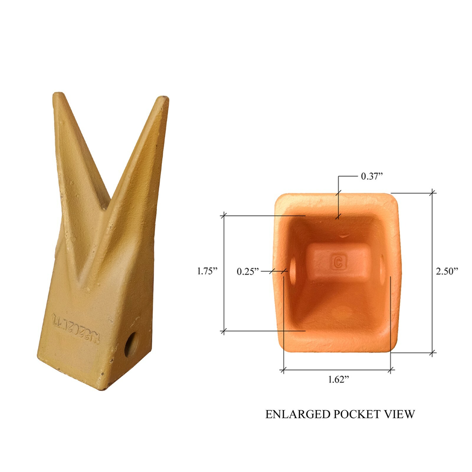 10 Backhoe Bucket Cat J200 Style Twin Tiger Teeth w/ pin & retainer ...