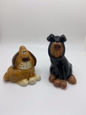 Vintage Russ Bernie Douglas Hound Dog & Rottweiler Ceramic Figurines | eBay