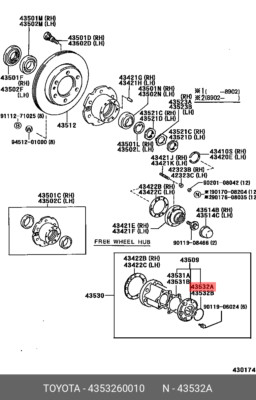 Genuine OE ring, free wheel hub, right, 4353260010 for TOYOTA 43532 ...