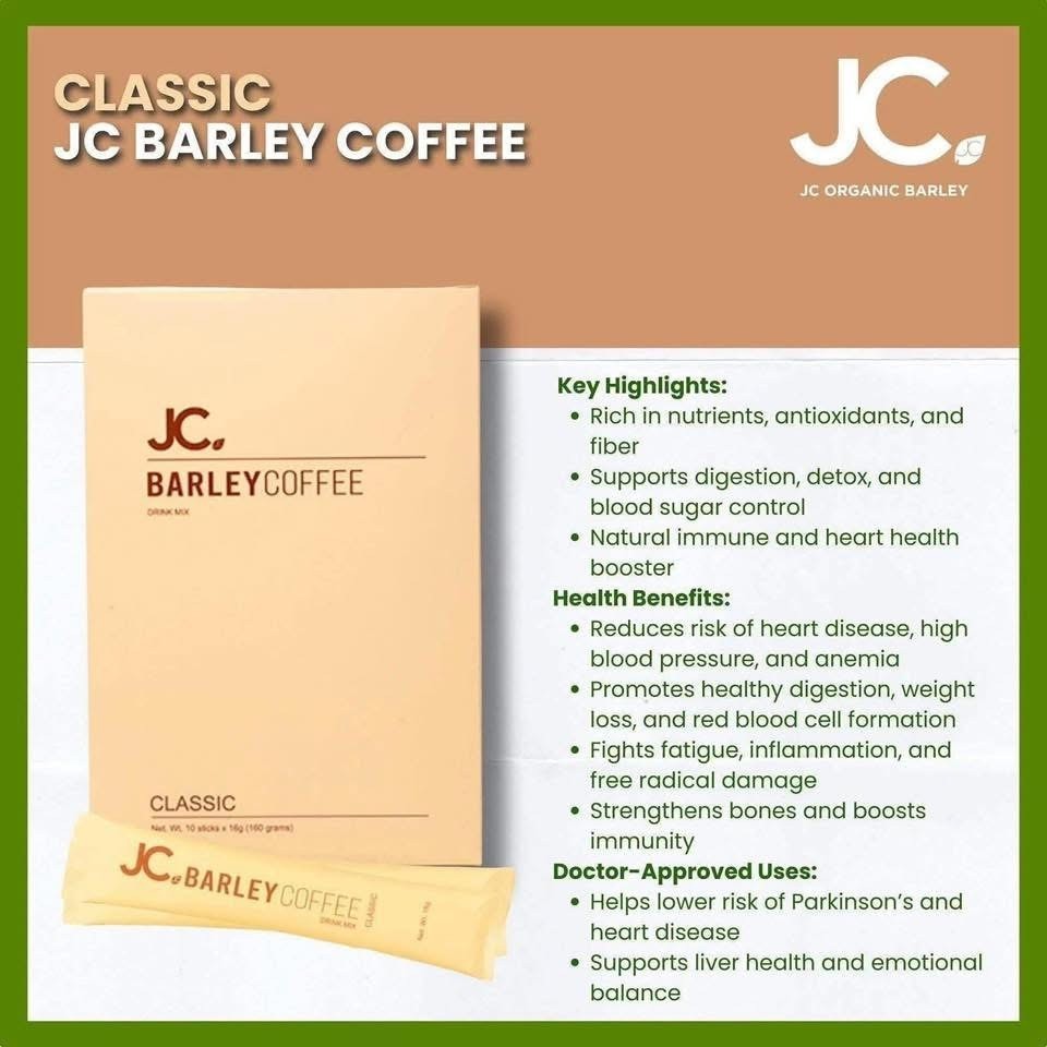 JC Organic Barley Coffee Classic (Drink Mix) - 10 Sachets x 16g (160 ...