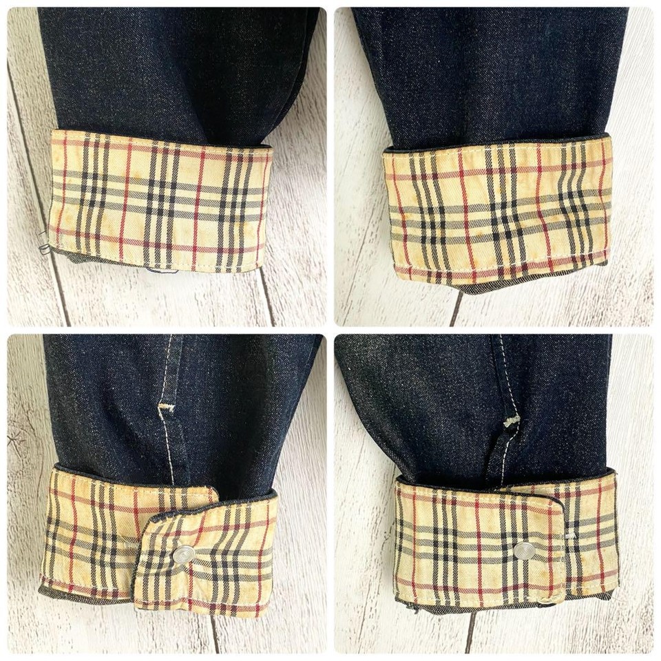 Burberry London Denim Jacket Navy Blue Cotton With Nova Check Pattern ...