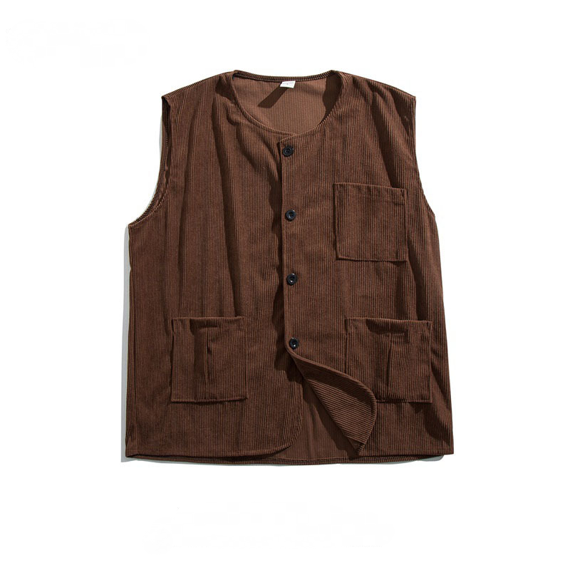 Harajuku Corduroy Japanese Vest Men's Loose Casual Waistcoat Multi ...