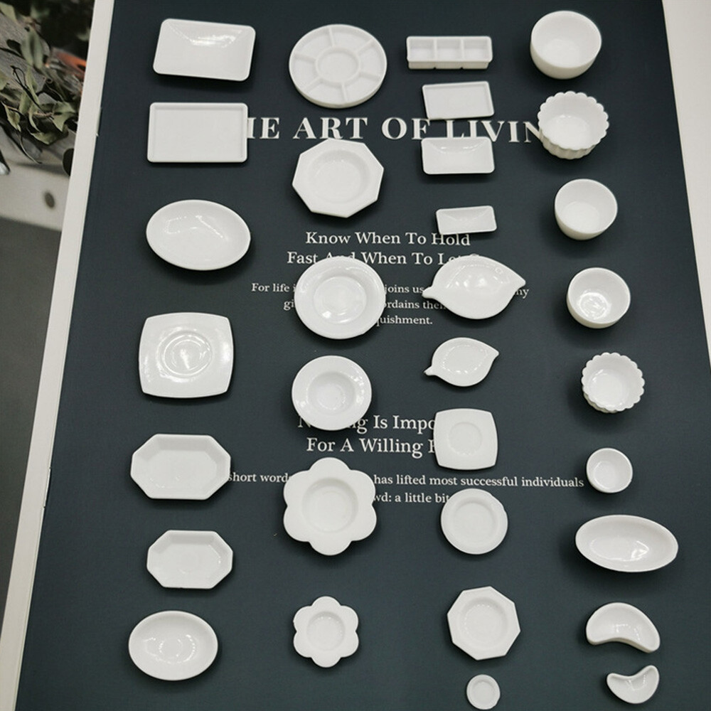 33Pcs/set Dollhouse Miniature Dish Kitchen Mini Food Play Plate Bowl ...