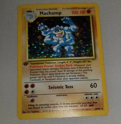 1995 Machamp VERY RARE 1st Edition Holo Pokemon Card 8/102 | eBay