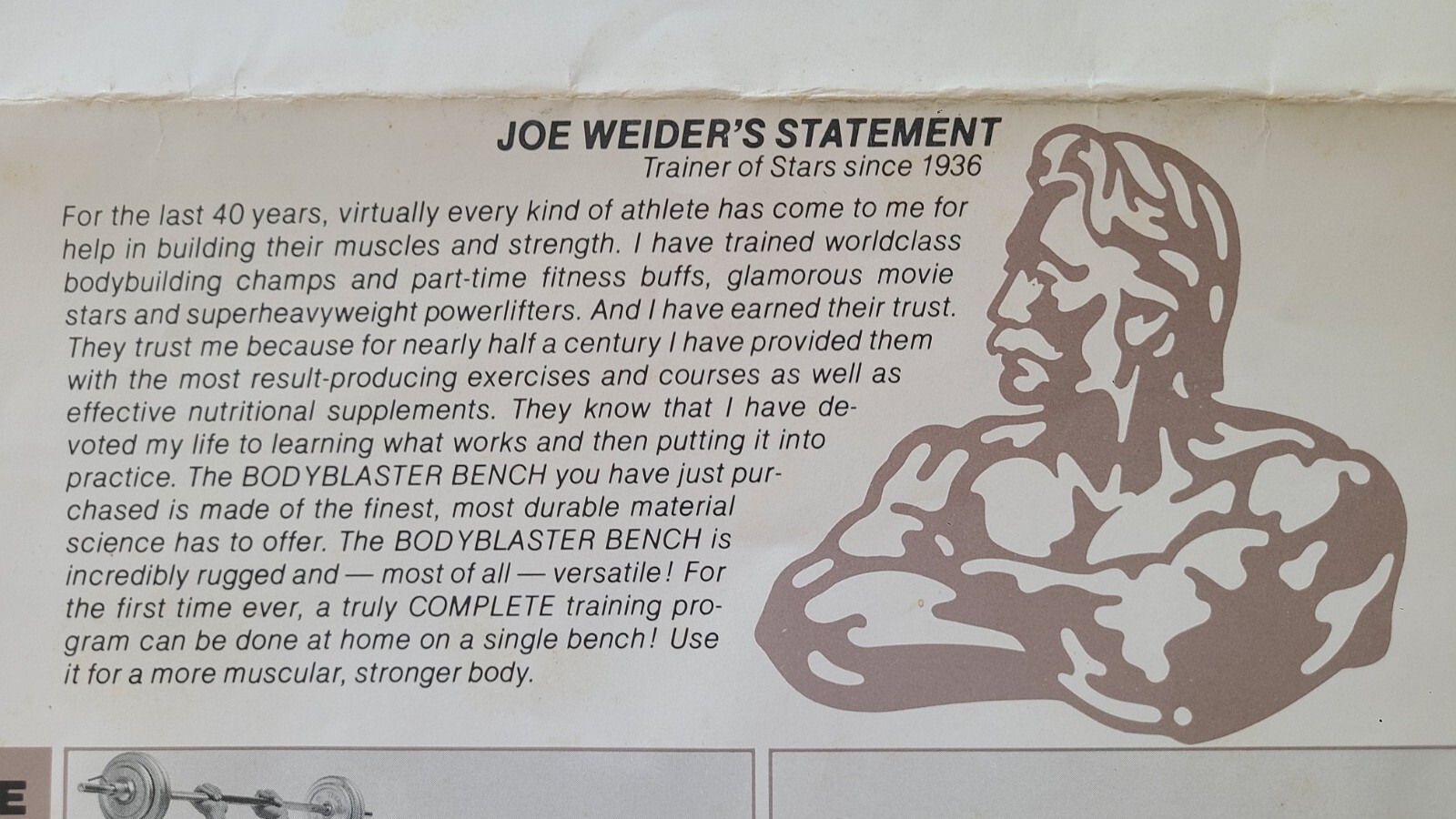 Joe Weider Body Blaster Poster 1982 Bench System Workout Guide | eBay