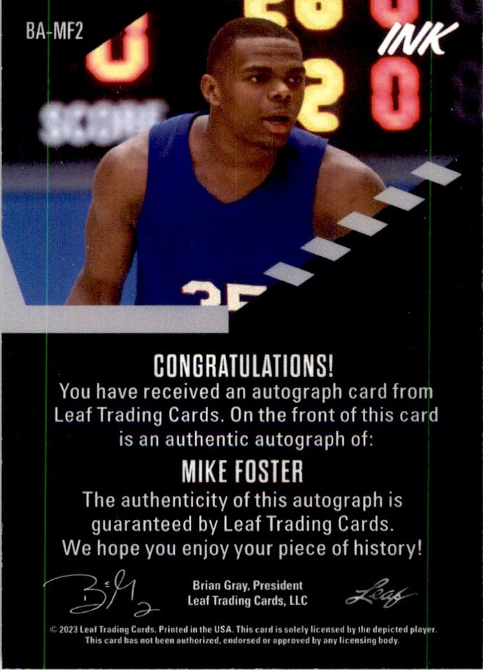 2021-22 Leaf Ink KEVIN FOSTER RC Auto #BA-MF2 | eBay