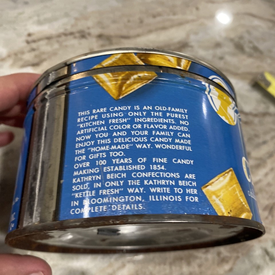 Cool Vintage Kathryn Beich Golden Crumbles candy tin Vintage Candy tin ...