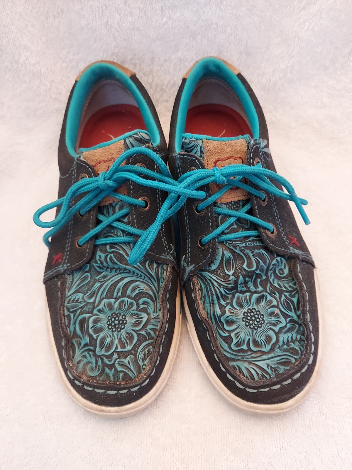 Women's Twisted X Kicks Teal & Black Tooled Leather C… - Gem