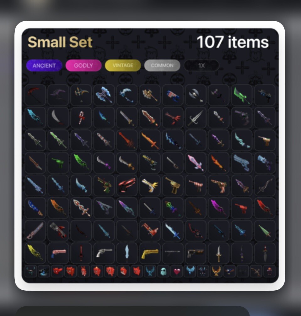 Roblox Murder Mystery 2 MM2 Godly Mega Bundle [107 Items] Small Set ...