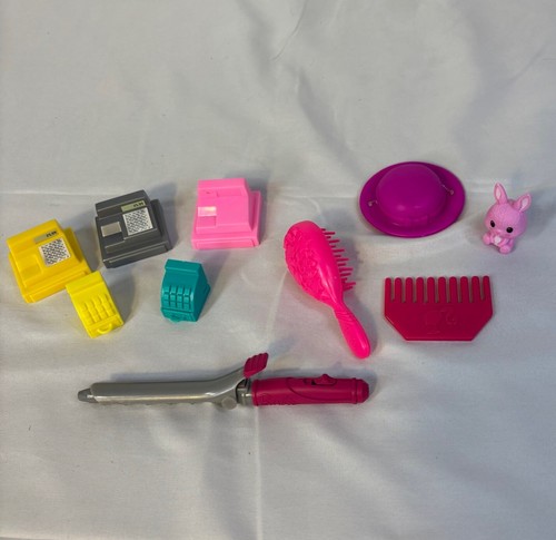 Mattel Barbie Doll Accessory Lot Salon Curling Iron Brush Comb Cash ...