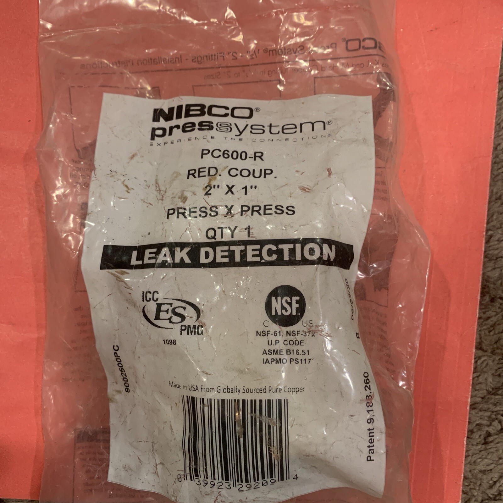 NIBCO Pressystem PC600-R Red Coupler 2" x 1" Leak Detection PRESS X ...