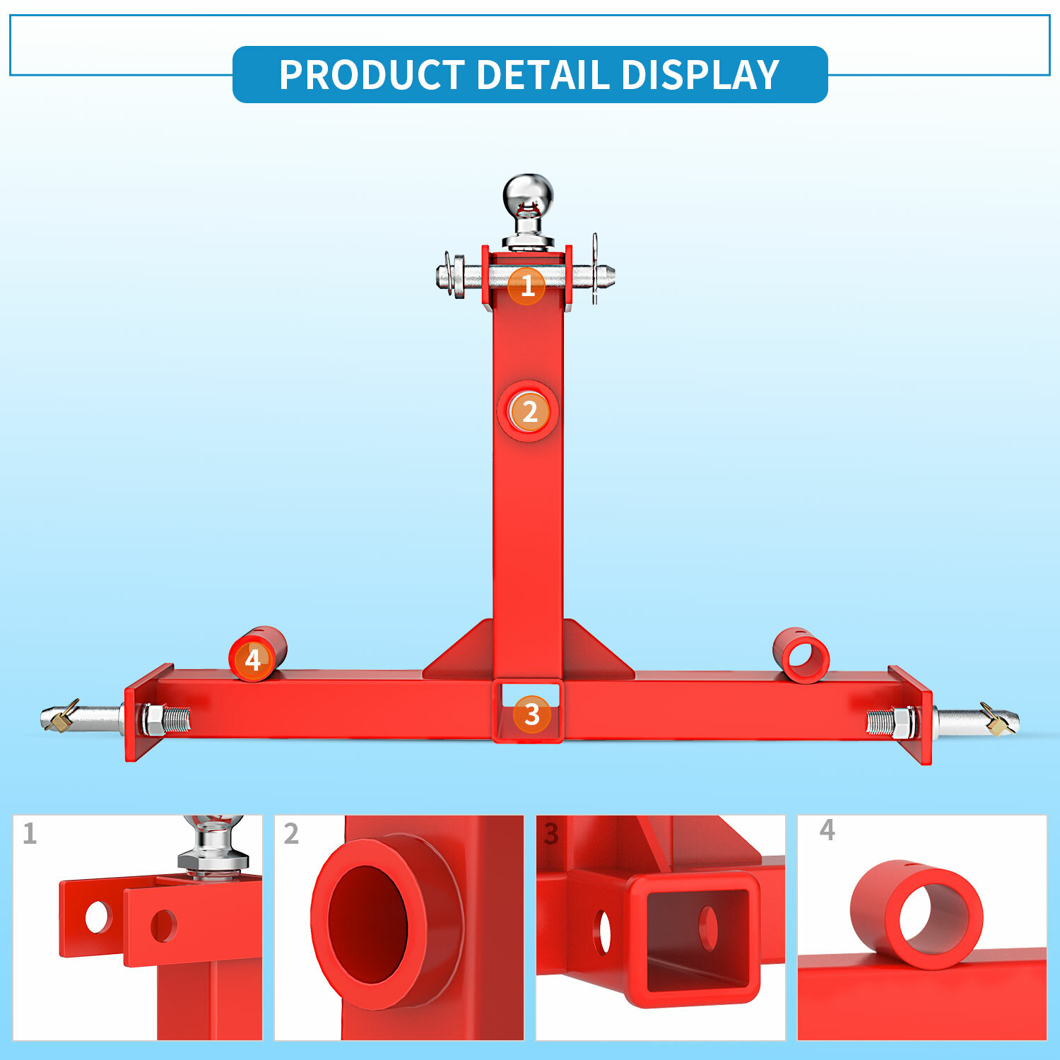 3 Point Gooseneck Receiver Hitch Trailer Mover Ball Drawbar CAT 1 Spear ...