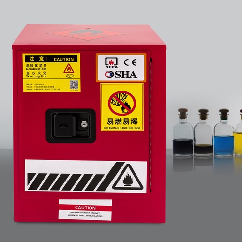 Liquid Safety Cabinet 4 Gallons/1.51L Flammable Red Hazardous Storage ...
