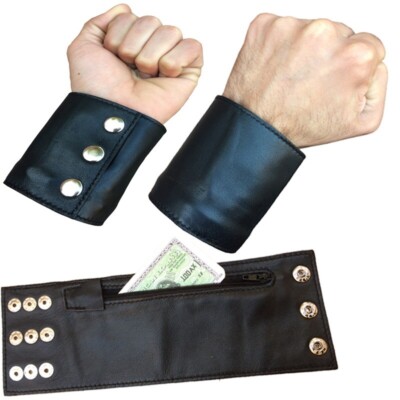 Leather Wrist Wallet With Zip Pocket For Keys or Money Cards Genuine ...