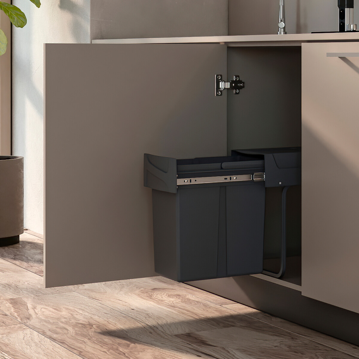 Pull Out Kitchen Waste Recycle Dust Bin 1x20L for hinged cabinets ...