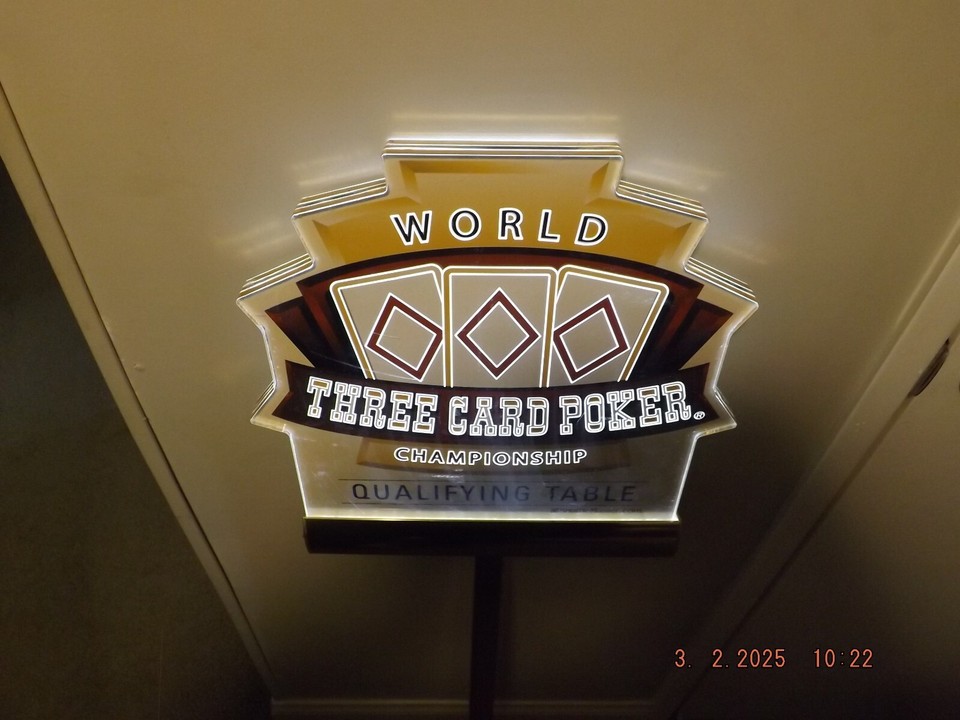 Vintage Las Vegas Casino Three Card Poker Table Display Sign with ...