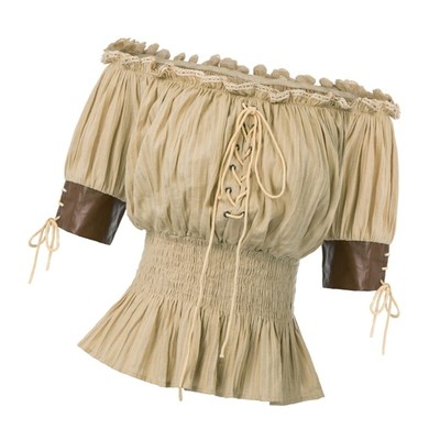 Medieval Renaissances Blouse Women s Victorian Peasant Ruffle Smocked ...