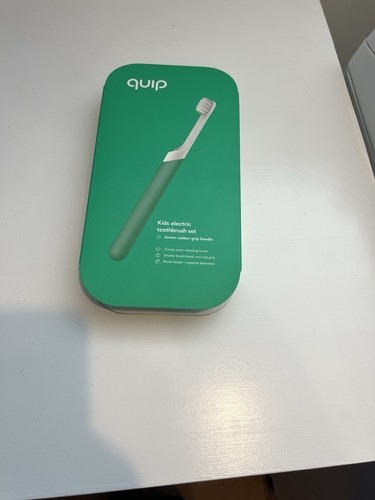Quip Kids Electric Toothbrush Green Rubber Small Brush Head New w ...