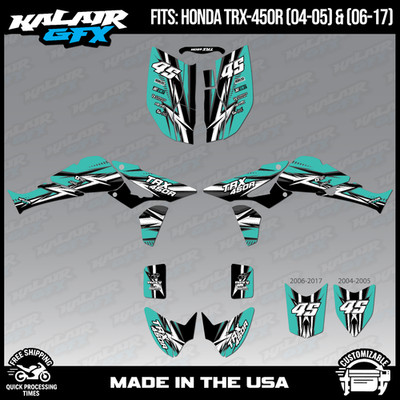 Graphics Kit for Honda ATV TRX 450R years (2004-2017) Shred Series ...