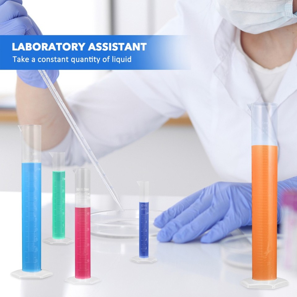 Lab Equipment Plastic Tape Measuring Cylinder Test Tube 100ml Graduated ...