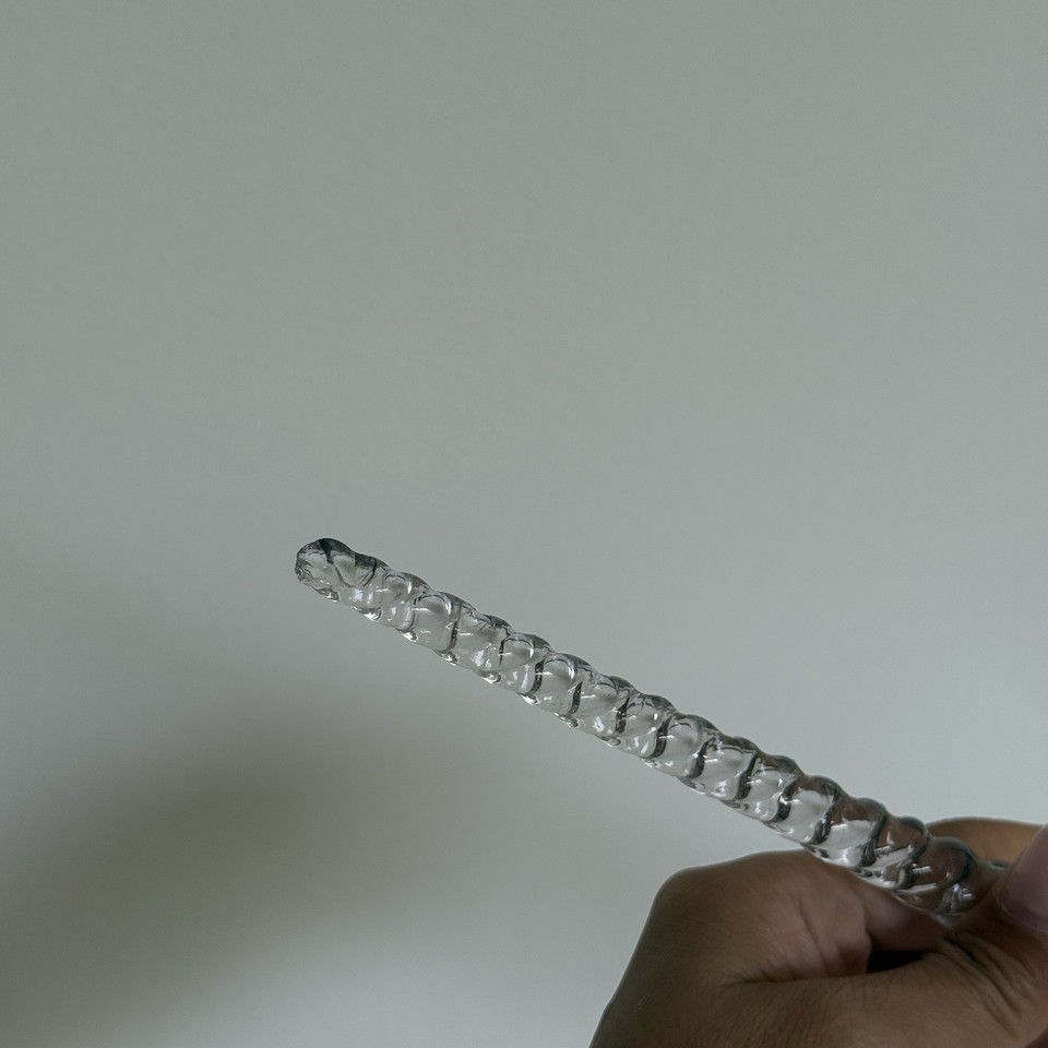 Antique Hand Blown Pink-ish Swirled Glass Cane Walking Stick Whimsy ...