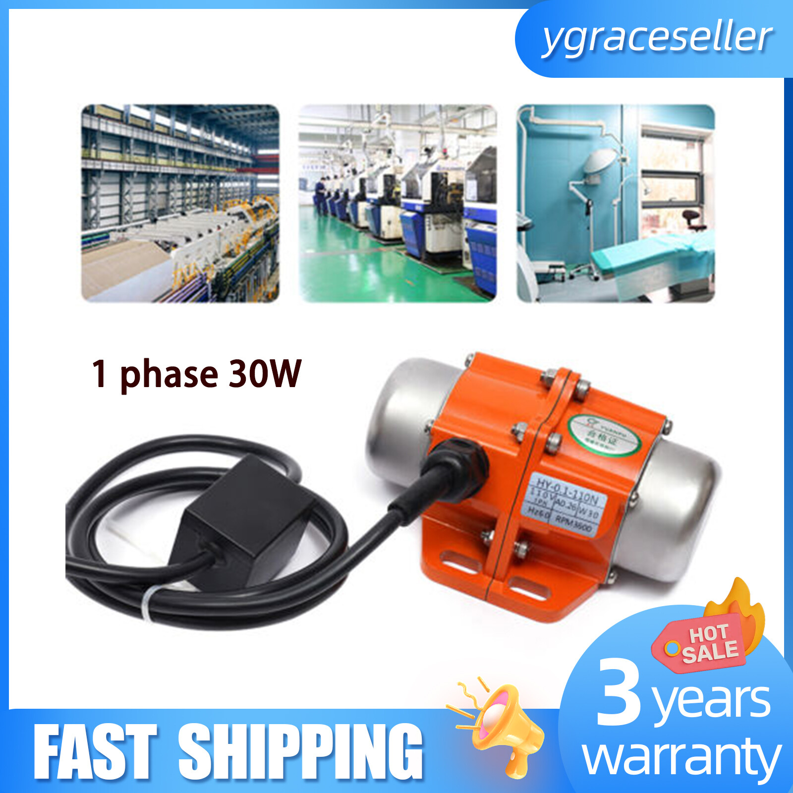 30W Concrete Vibrator Vibration Motor Single | Grelly USA