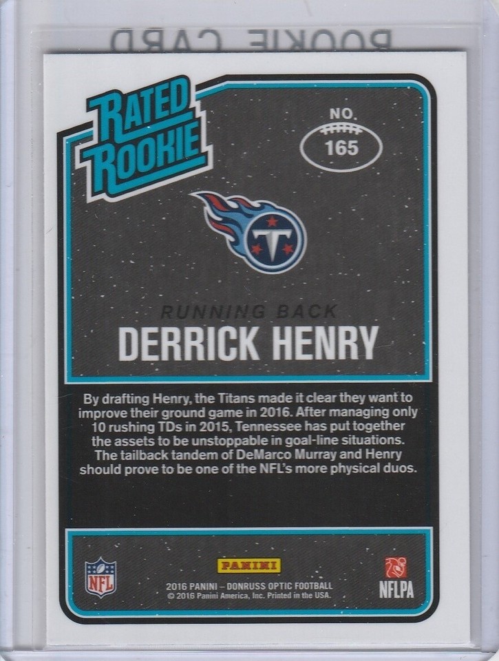 DERRICK HENRY ROOKIE CARD 2016 Donruss Optic RC Tennessee Titans ...