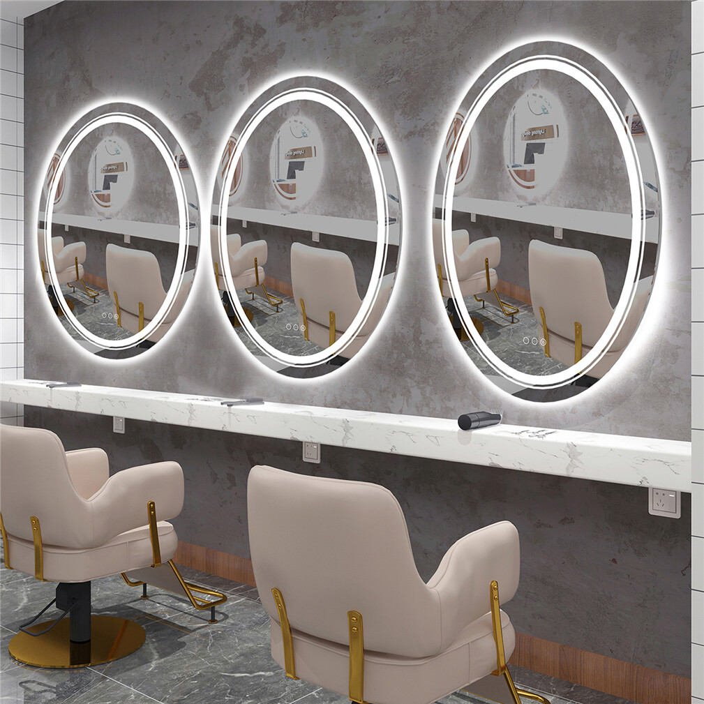 Oval LED Illuminated Bathroom Mirror Defogging LED Dimmable Wall ...