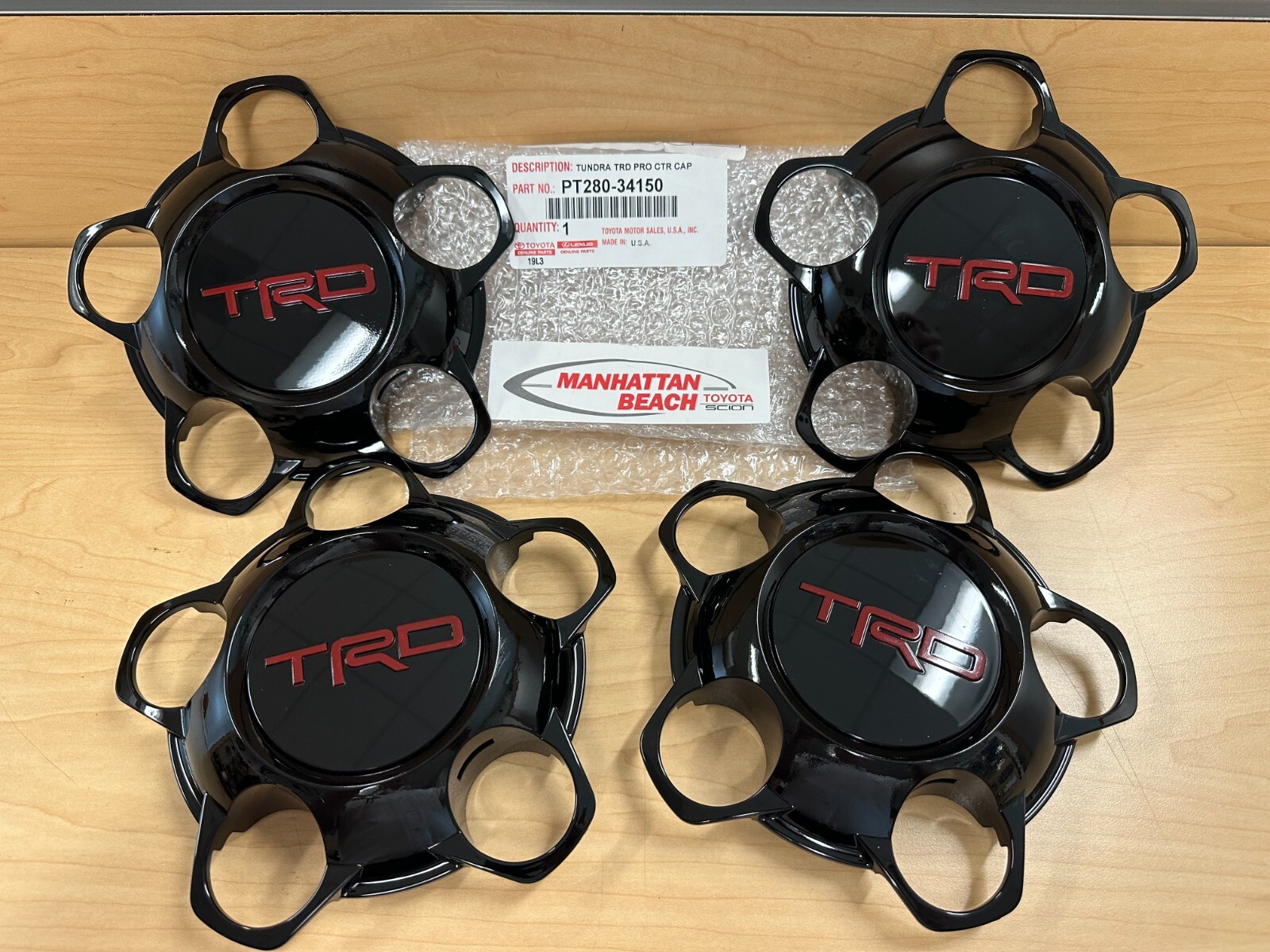 14-21 TUNDRA TRD PRO WHEEL CENTER CAP GLOSS BLACK NEW PT280-34150 SET ...