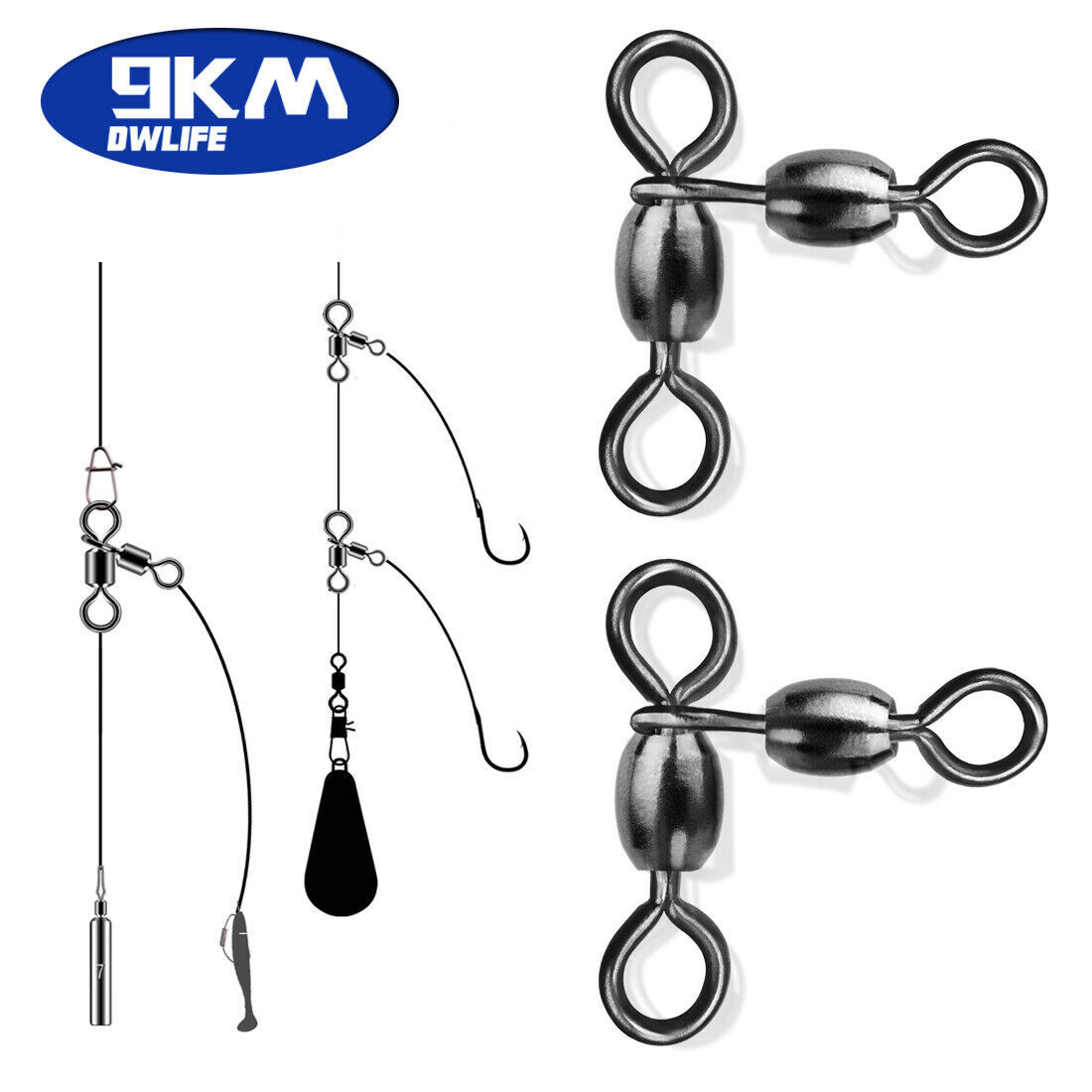 3 Way Swivel Stainless Steel Crane Swivels Fishing Barrel Swivels ...