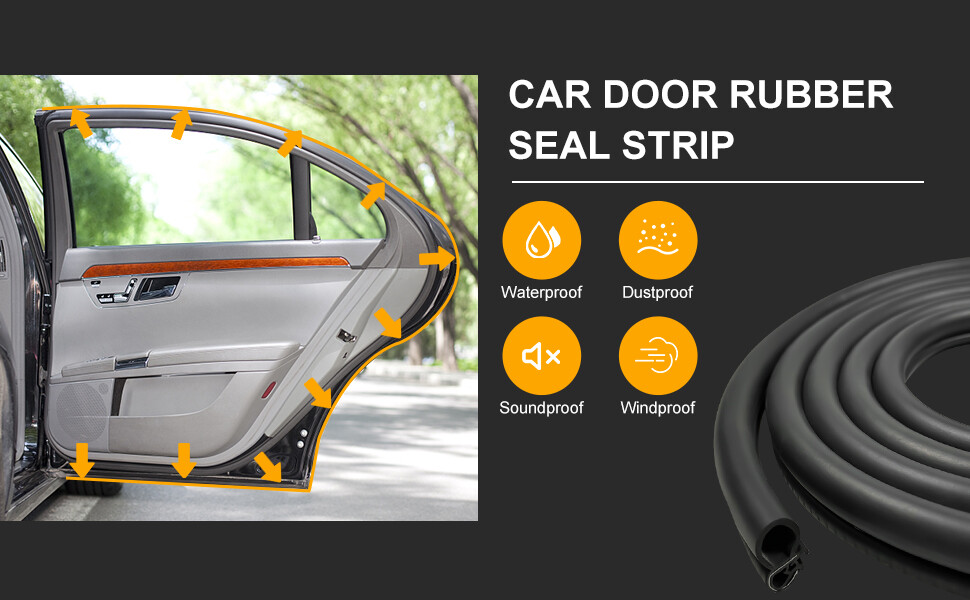 2x 196" O-U Shape Car Door Trunk Hood Trim Edge Rubber Weatherstrip ...
