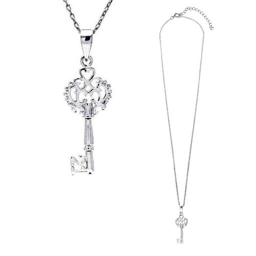 Sterling Silver Necklace w/ Number 21 Key Pendant | eBay