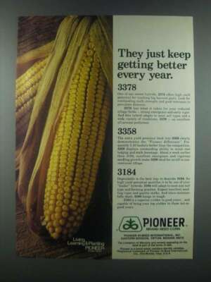 1985 Pioneer Seed Corn Ad - 3378, 3358, 3184 | eBay