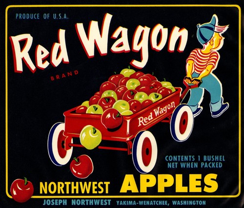 Red Wagon Brand Apple Crate Label - Joseph Northwest - Wenatchee ...