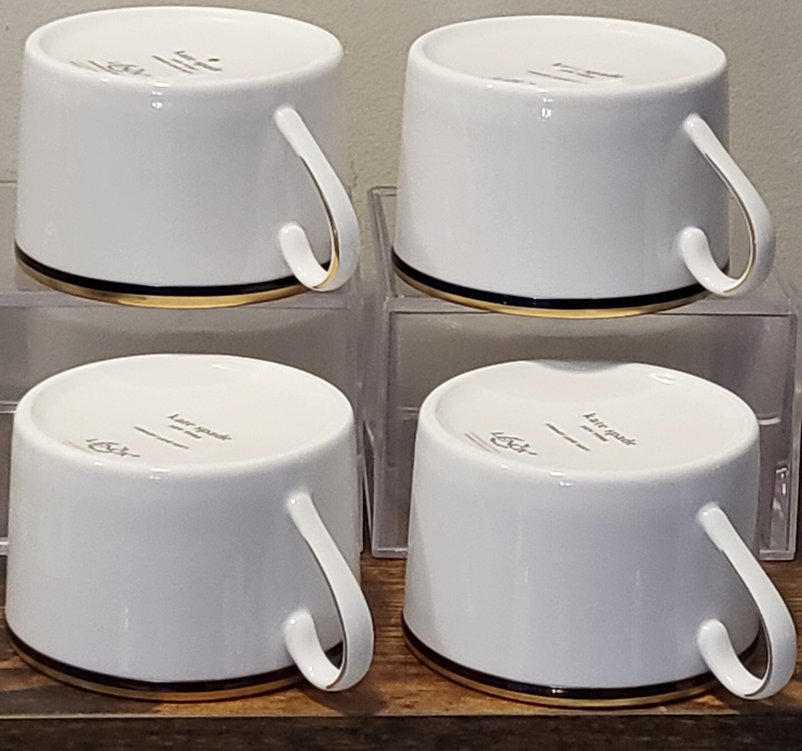 Lenox Kate Spade Library Lane Fine Bone China Navy/Black Cup Set of 4 ...