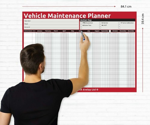 HGV PSV Vehicle Maintenance Wall Planner A1 Forward Un-Dated Folded Or ...