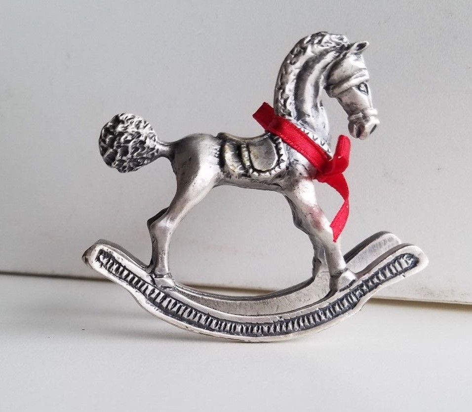 Pewter Rocking Horse with Red Bow | eBay