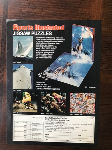 1978 vintage original print ad Sports Illustrated Jigsaw Puzzles | eBay