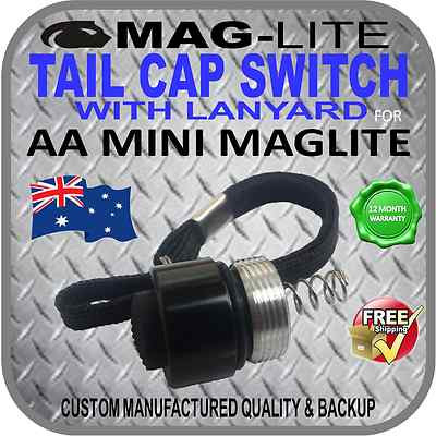 MAGLITE UPGRADE MINI AA TACTICAL TAIL CAP SWITCH W-LANYARD PUSH BUTTON ...
