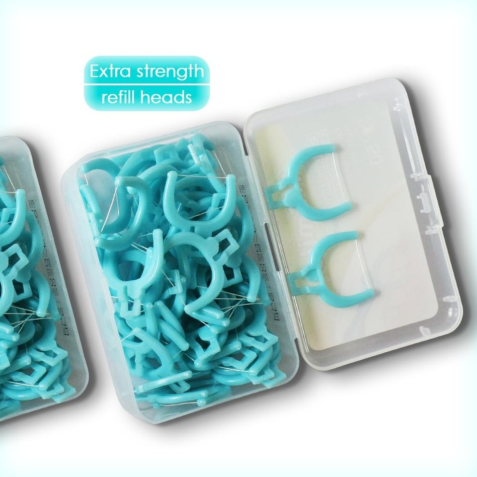 Dental Flosser Kit, 5-inch Long Handle & Refill Heads, Extra-Strength ...