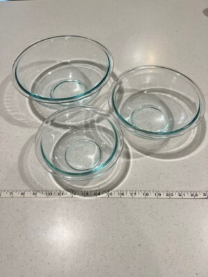 Vintage Pyrex Clear Glass Nesting Bowls #322 #323 #325 Lot of 3 Made in ...