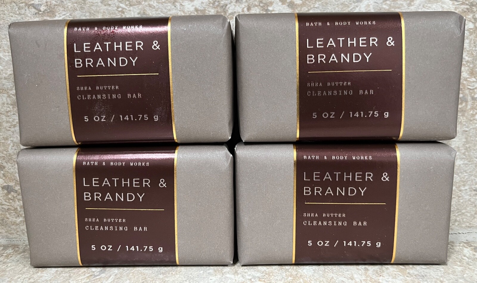 Bath & Body Works ~ LEATHER & BRANDY Shea Butter Cleansing Bar ~ Lot of ...