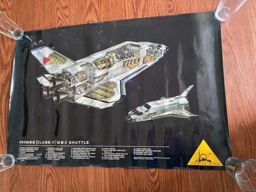 Vtg 1985 David Kimble Cutaway Poster SPACE Shuttle Spaceship Toronto ...